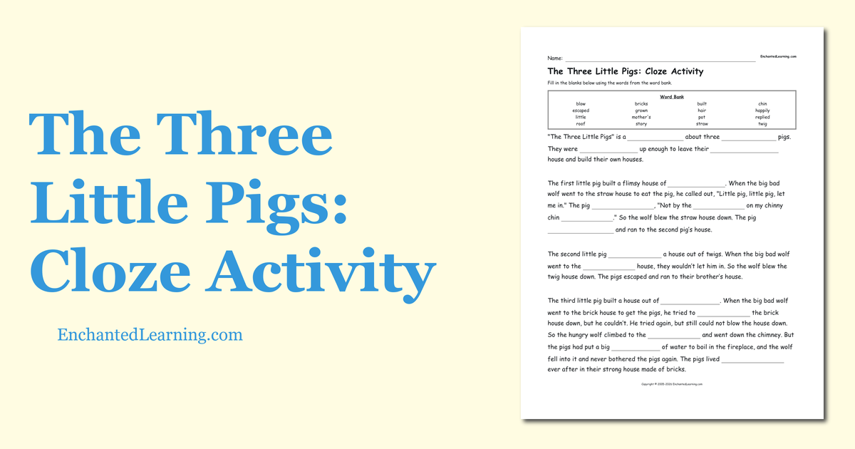 The Three Little Pigs: Cloze Activity - Enchanted Learning