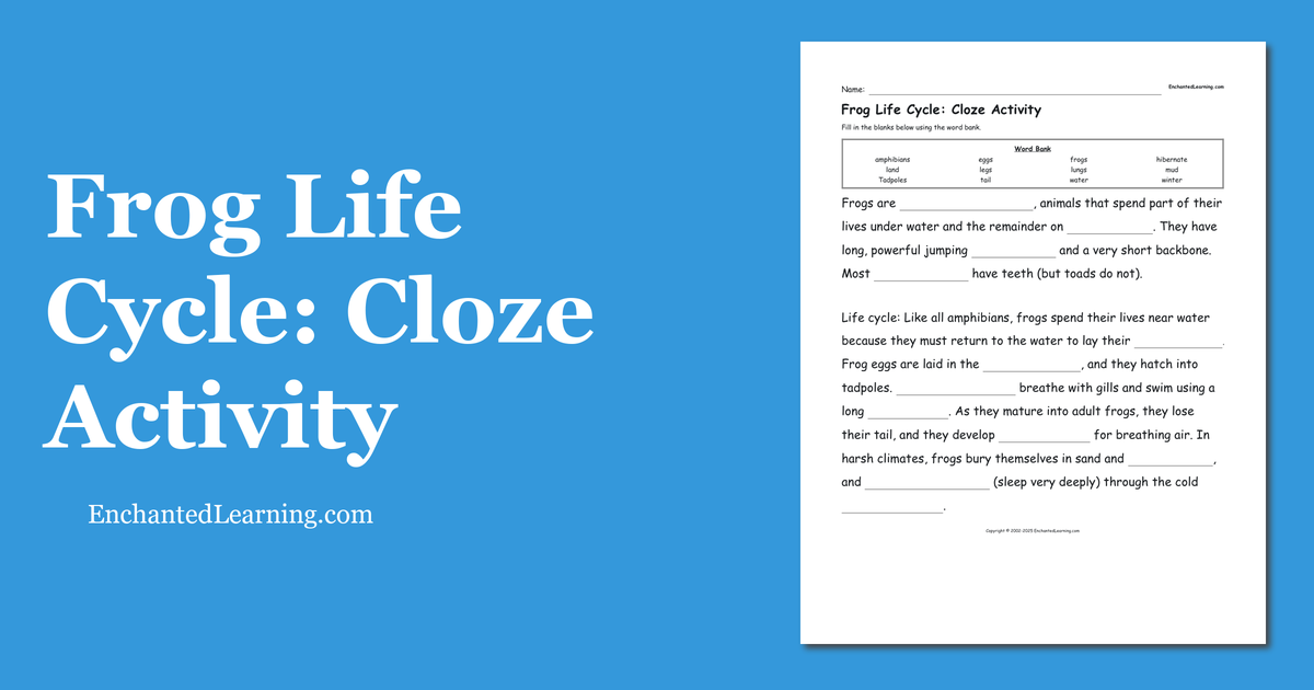 Frog Life Cycle: Cloze Activity - Enchanted Learning