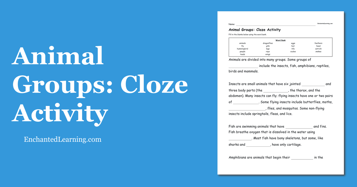 Animal Groups: Cloze Activity - Enchanted Learning