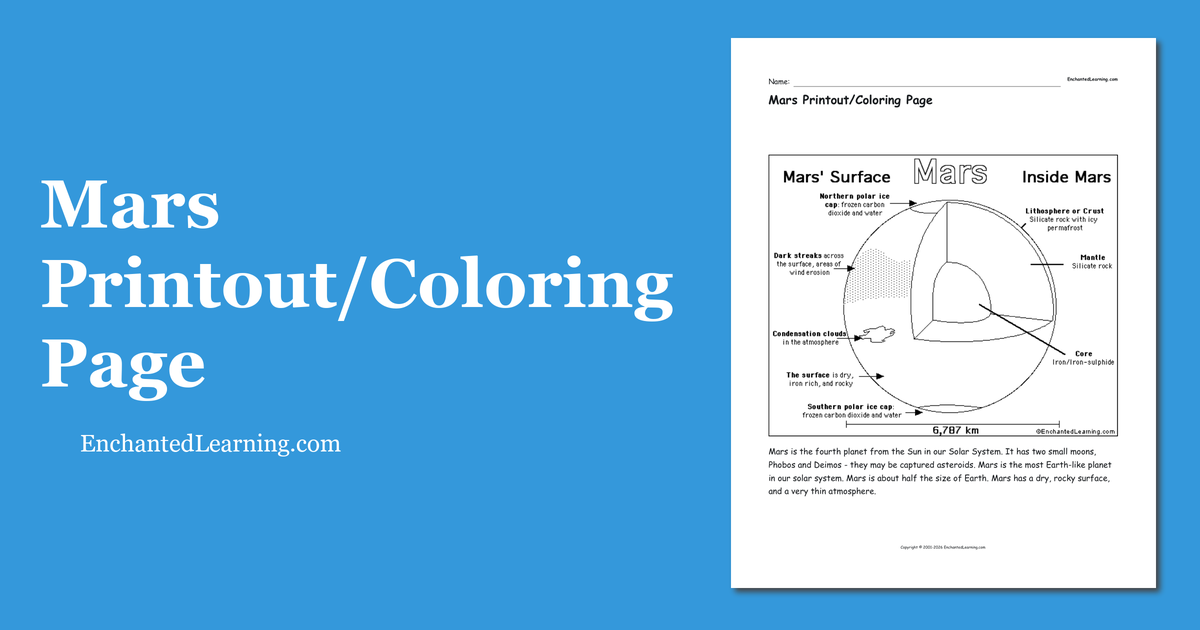 Mars Printout/Coloring Page - Enchanted Learning