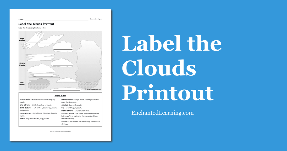 Label the Clouds Printout - Enchanted Learning