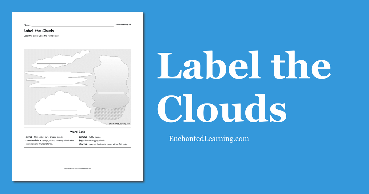 Label the Clouds (Simple Version) Printout - Enchanted Learning