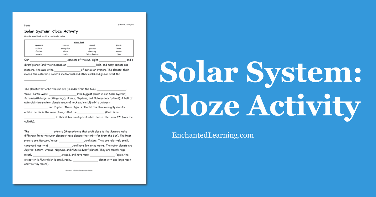 Solar System: Cloze Activity - Enchanted Learning