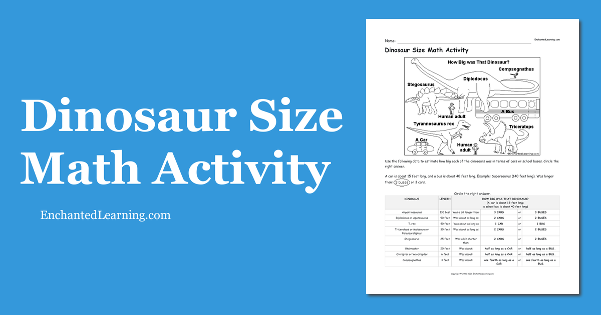 Dinosaur Size Math Activity - Enchanted Learning