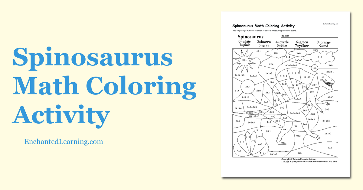 Spinosaurus Math Coloring Activity - Enchanted Learning
