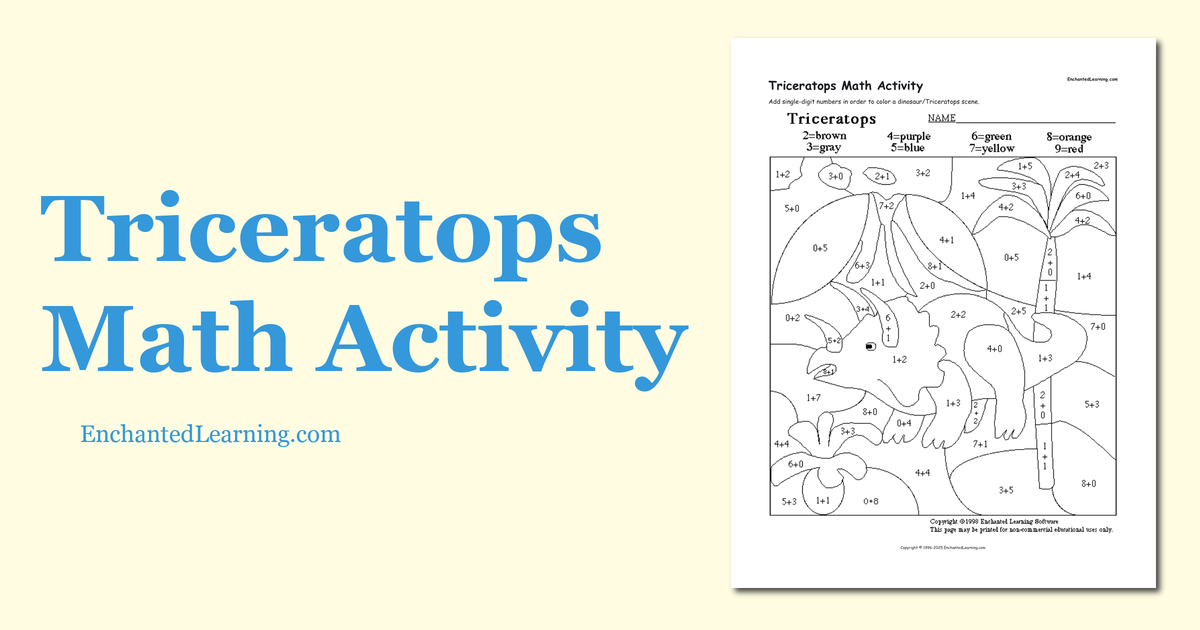 Triceratops Math Activity - Enchanted Learning