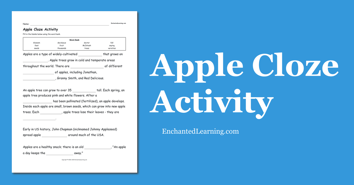 Apple Cloze Activity - Enchanted Learning