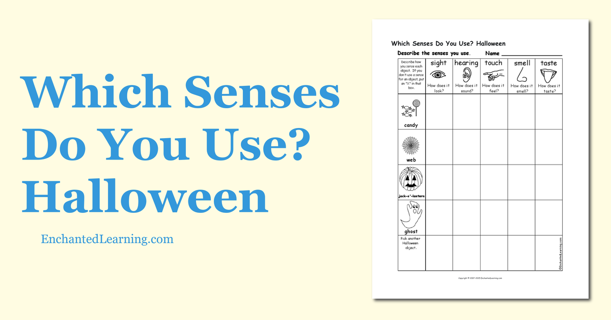 Which Senses Do You Use? Halloween Printout - Enchanted Learning