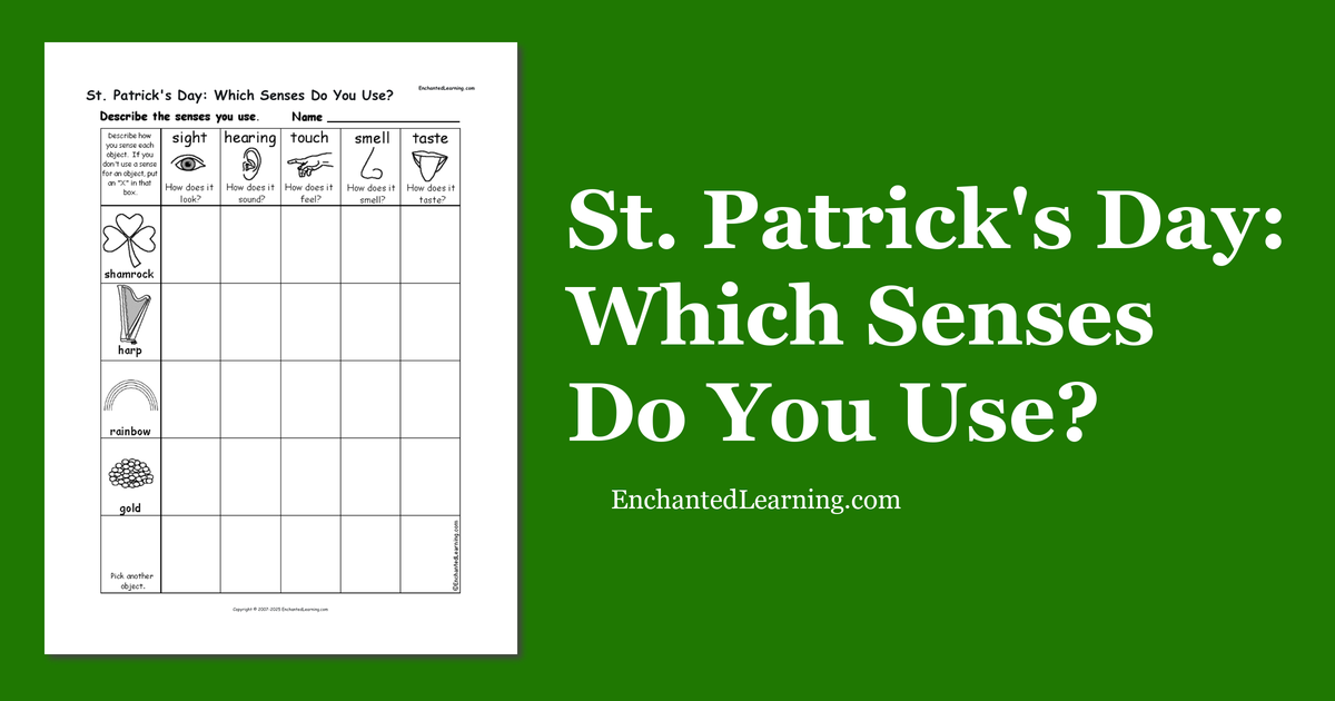 St. Patrick's Day: Which Senses Do You Use? - Enchanted Learning