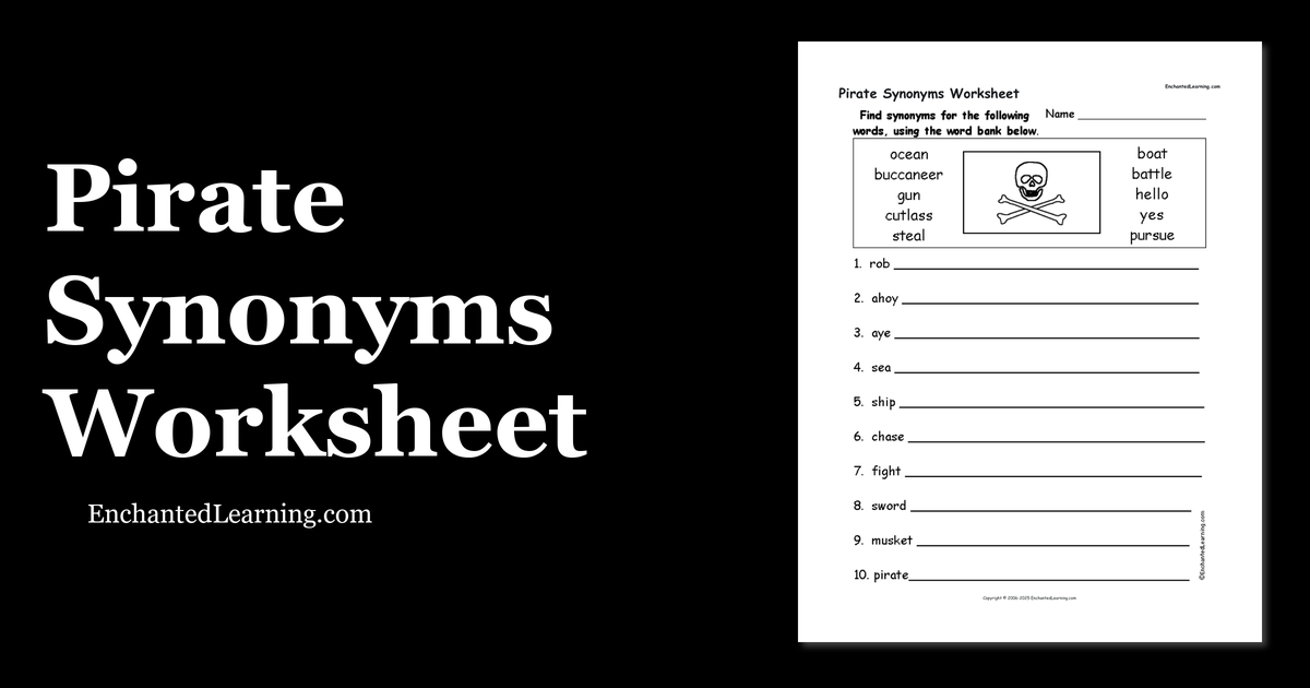 Pirate Synonyms Worksheet - Enchanted Learning