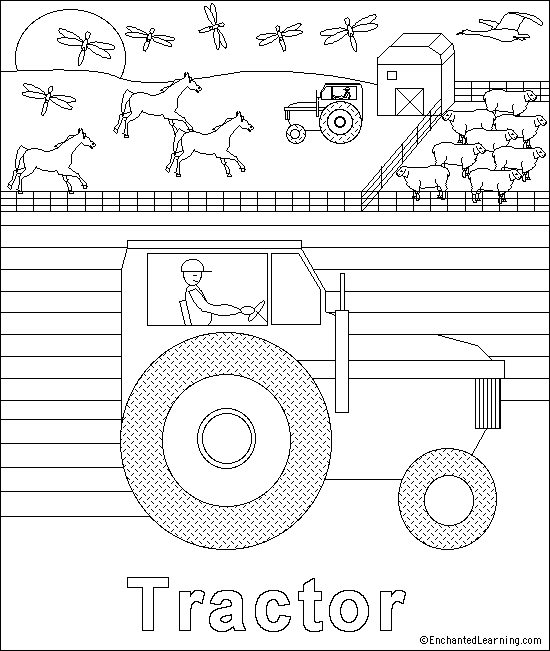 Tractor Coloring Page - Enchanted Learning