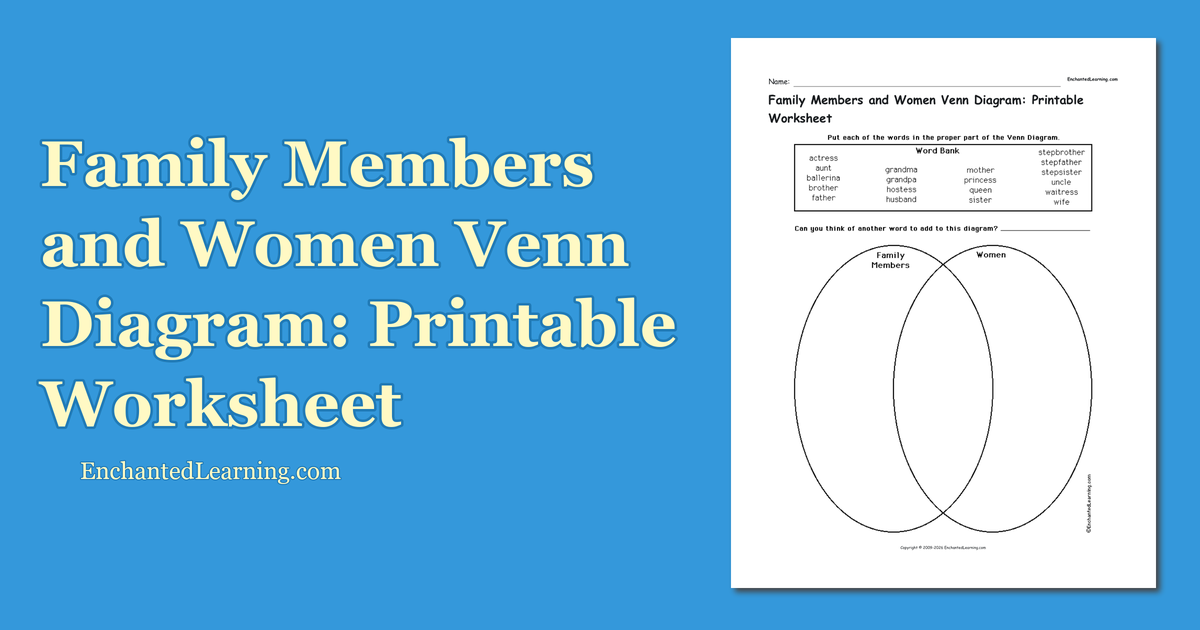 Family Members and Women Venn Diagram: Printable Worksheet - Enchanted ...