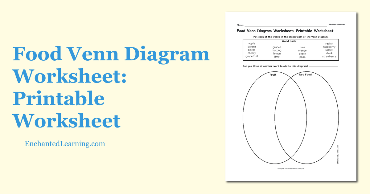 Food Venn Diagram Worksheet: Printable Worksheet - Enchanted Learning