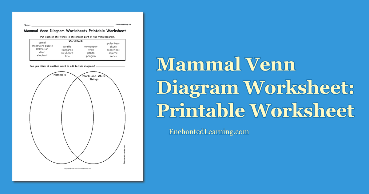 Mammal Venn Diagram Worksheet: Printable Worksheet - Enchanted Learning