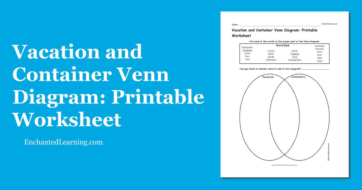 Vacation and Container Venn Diagram: Printable Worksheet - Enchanted ...