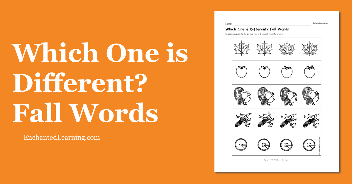 Which One is Different? Fall Words - Enchanted Learning