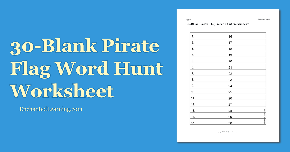 30-Blank Pirate Flag Word Hunt Worksheet - Enchanted Learning