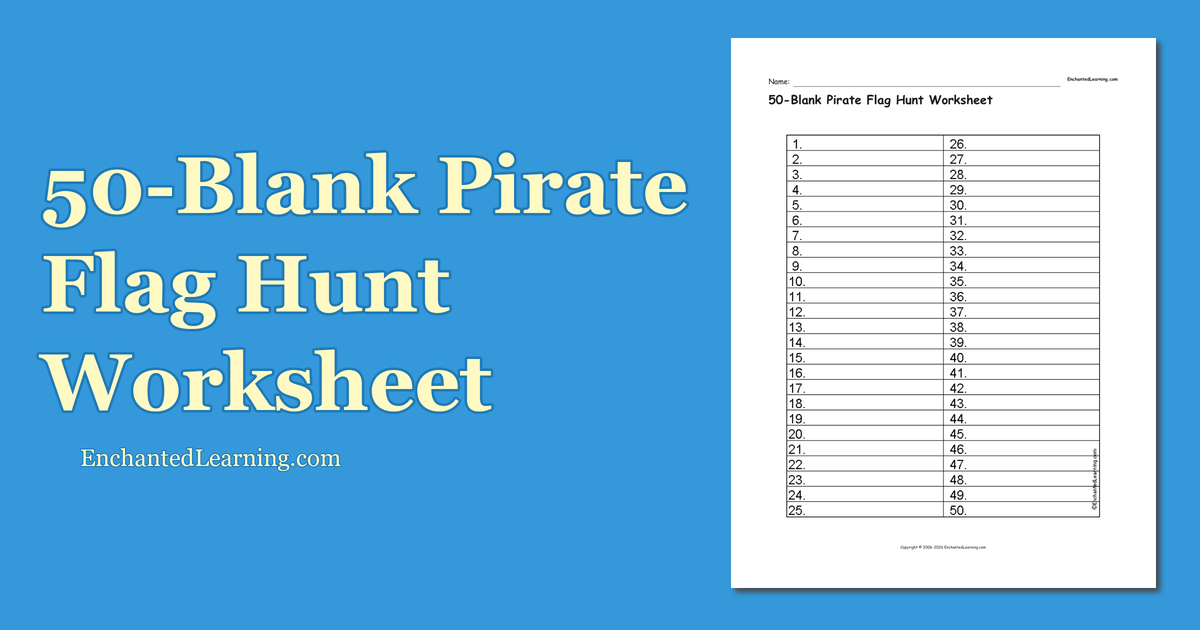 50-Blank Pirate Flag Hunt Worksheet - Enchanted Learning