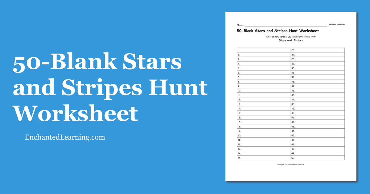 50-Blank Stars and Stripes Hunt Worksheet - Enchanted Learning