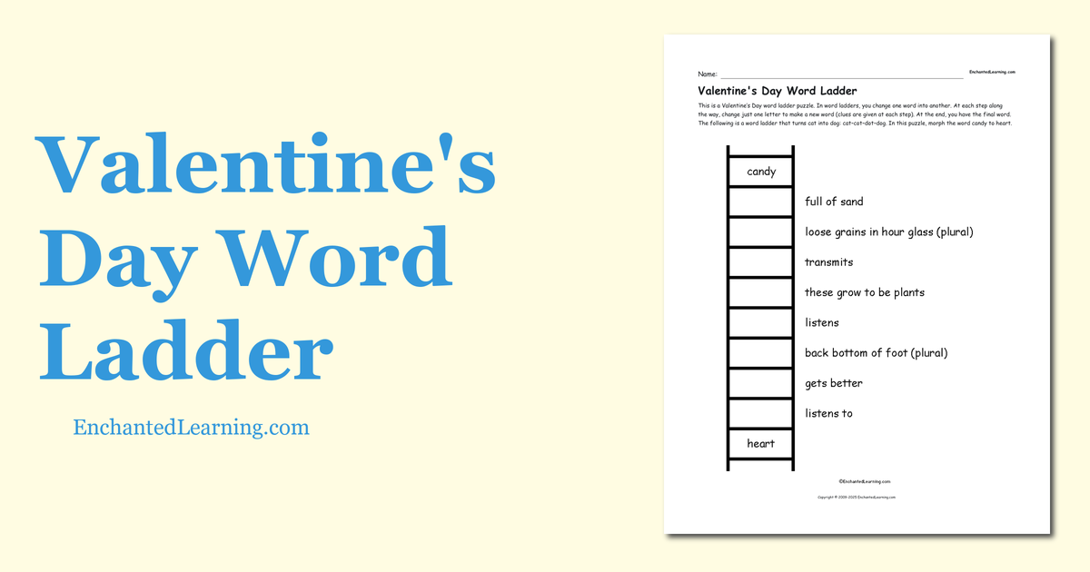 Valentine's Day Word Ladder - Enchanted Learning