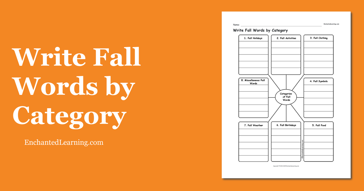 Write Fall Words by Category - Enchanted Learning