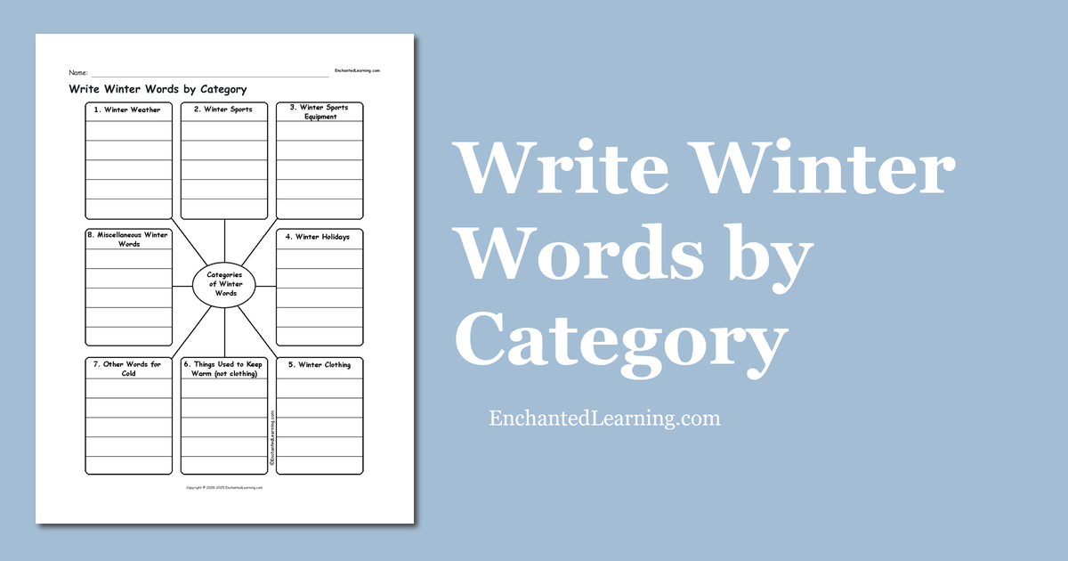 Write Winter Words by Category - Enchanted Learning