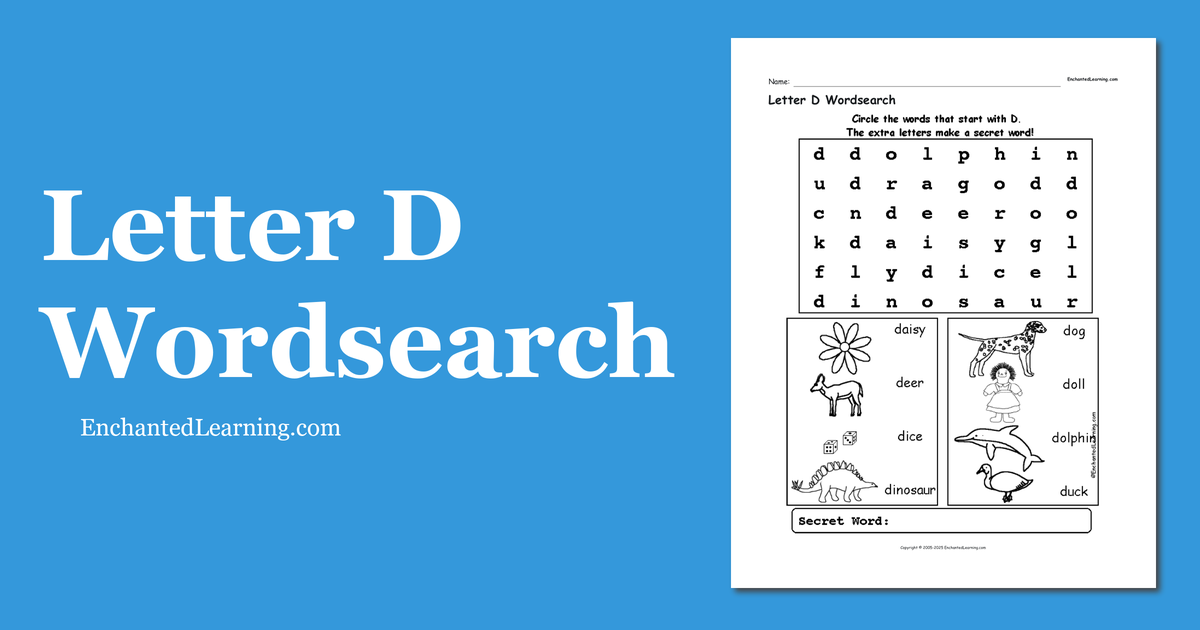 Letter D Wordsearch - Enchanted Learning