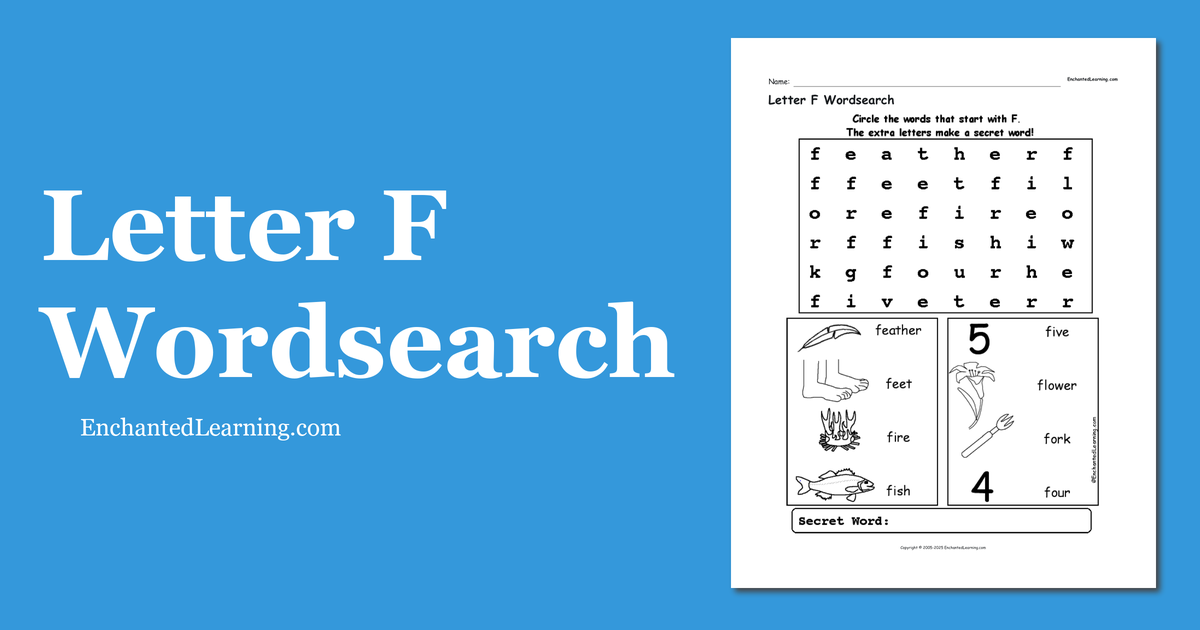 Letter F Wordsearch - Enchanted Learning