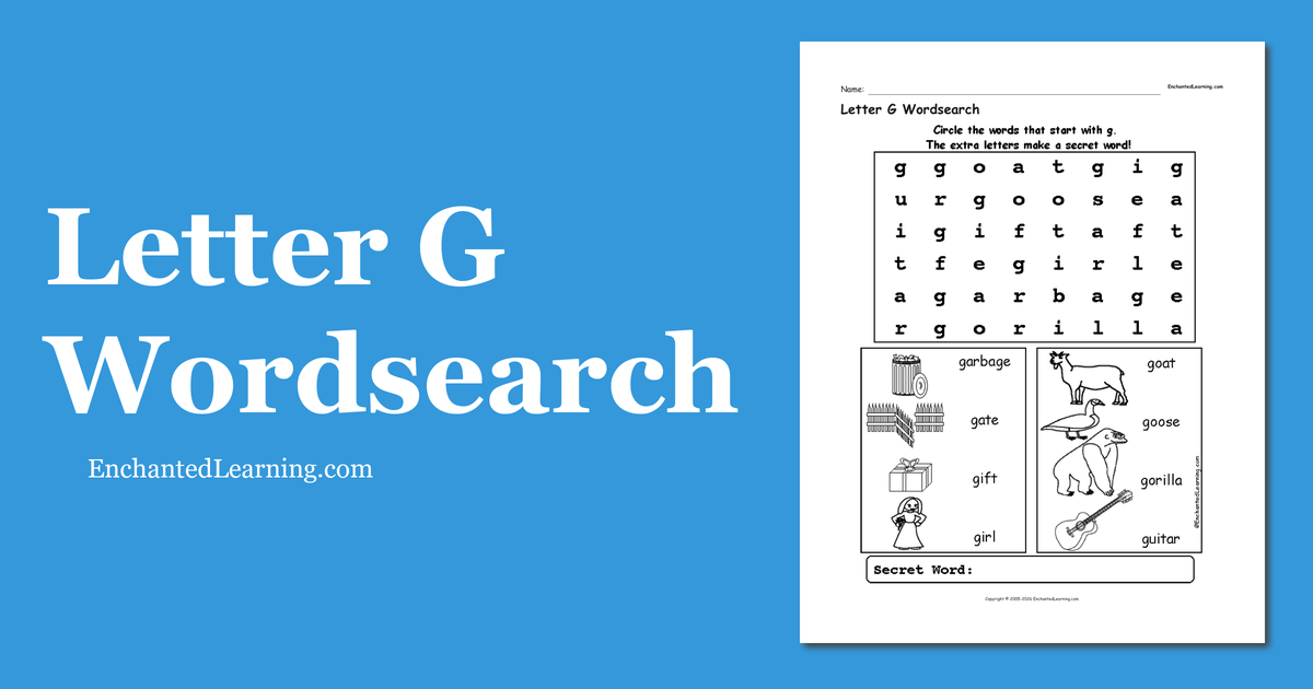 Letter G Wordsearch - Enchanted Learning