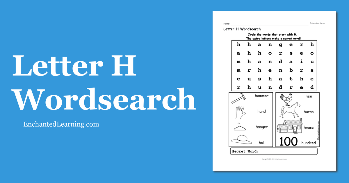 Letter H Wordsearch - Enchanted Learning