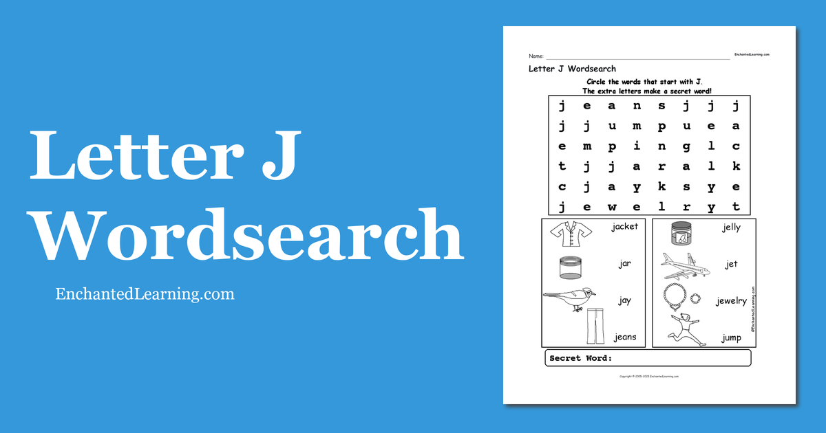 Letter J Wordsearch - Enchanted Learning