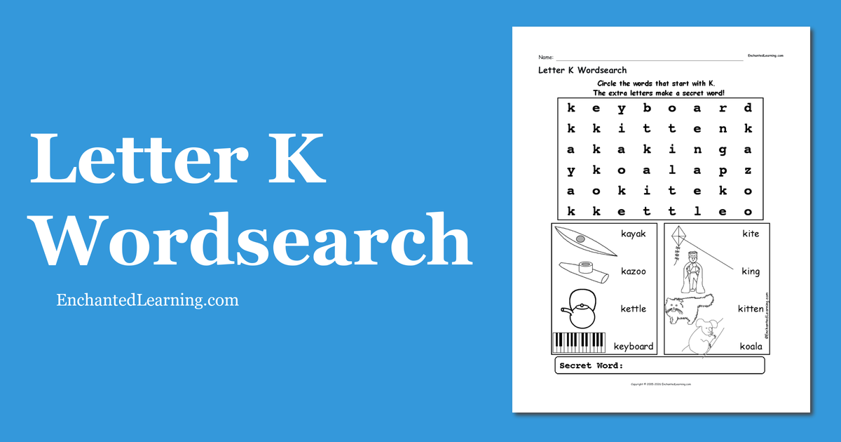 Letter K Wordsearch - Enchanted Learning