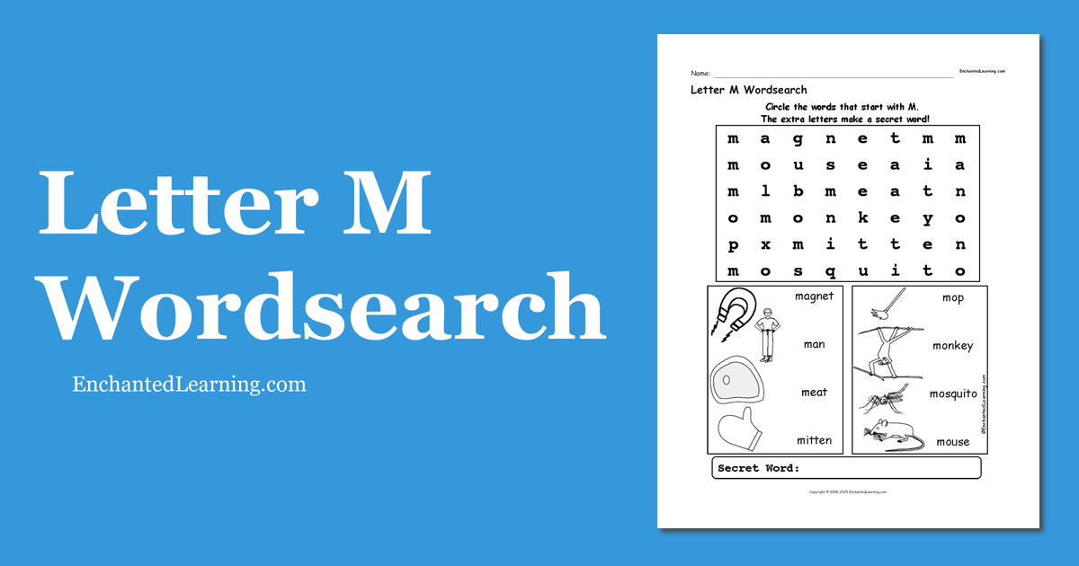 Letter M Wordsearch - Enchanted Learning