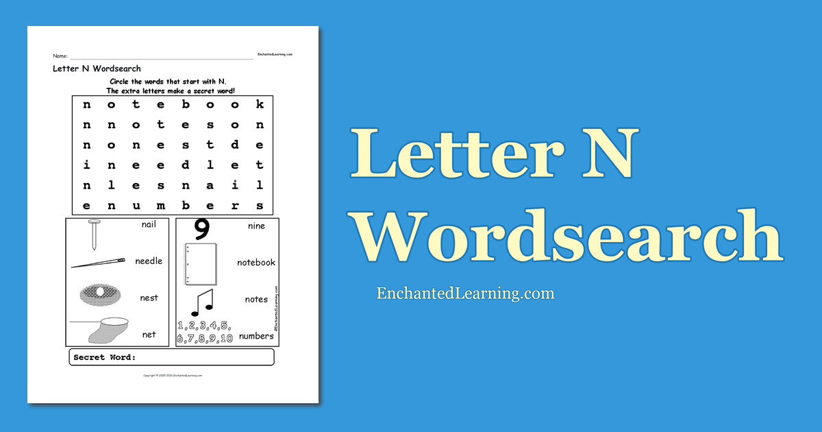 Letter N Wordsearch - Enchanted Learning