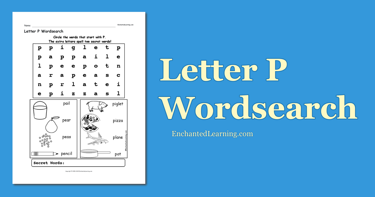 Letter P Wordsearch - Enchanted Learning