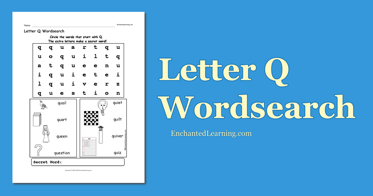 Letter Q Wordsearch - Enchanted Learning