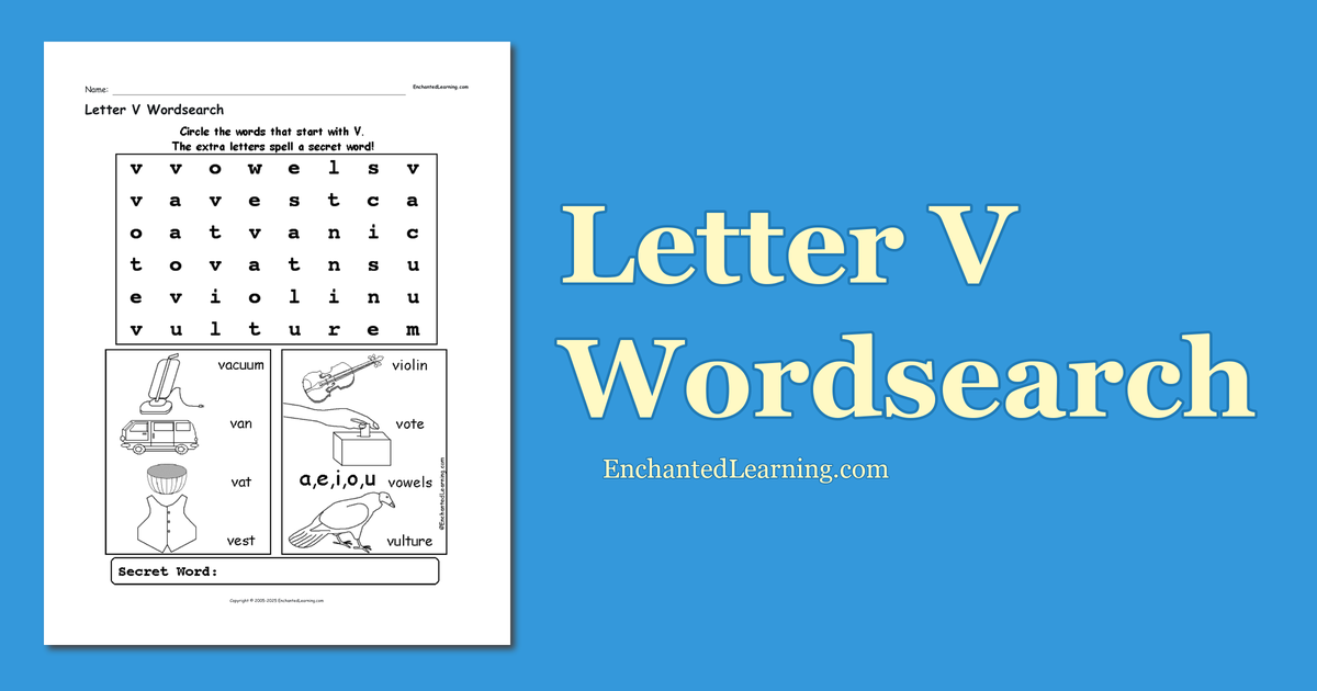 Letter V Wordsearch - Enchanted Learning