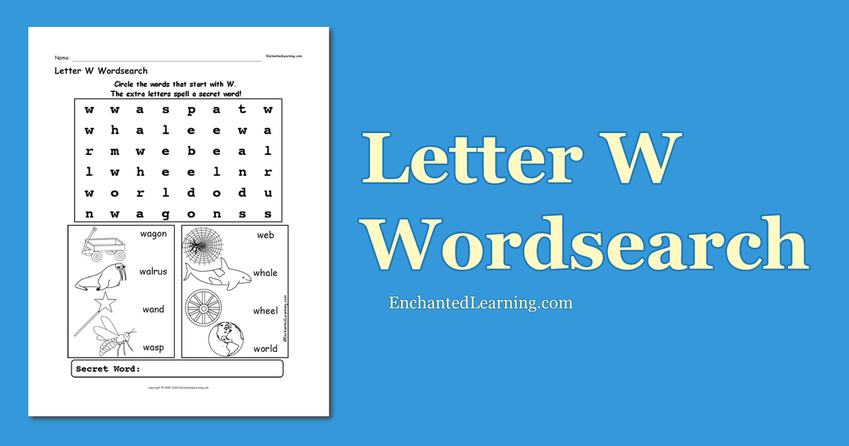 Letter W Wordsearch - Enchanted Learning