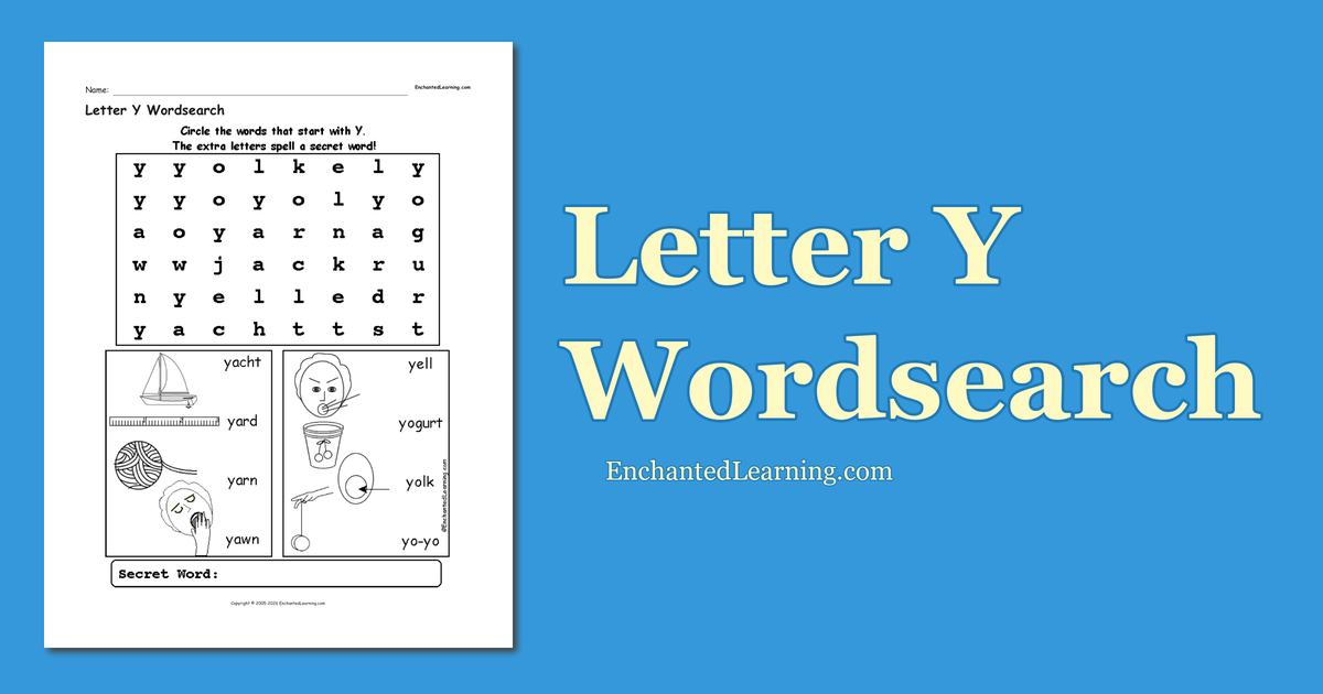 Letter Y Wordsearch - Enchanted Learning