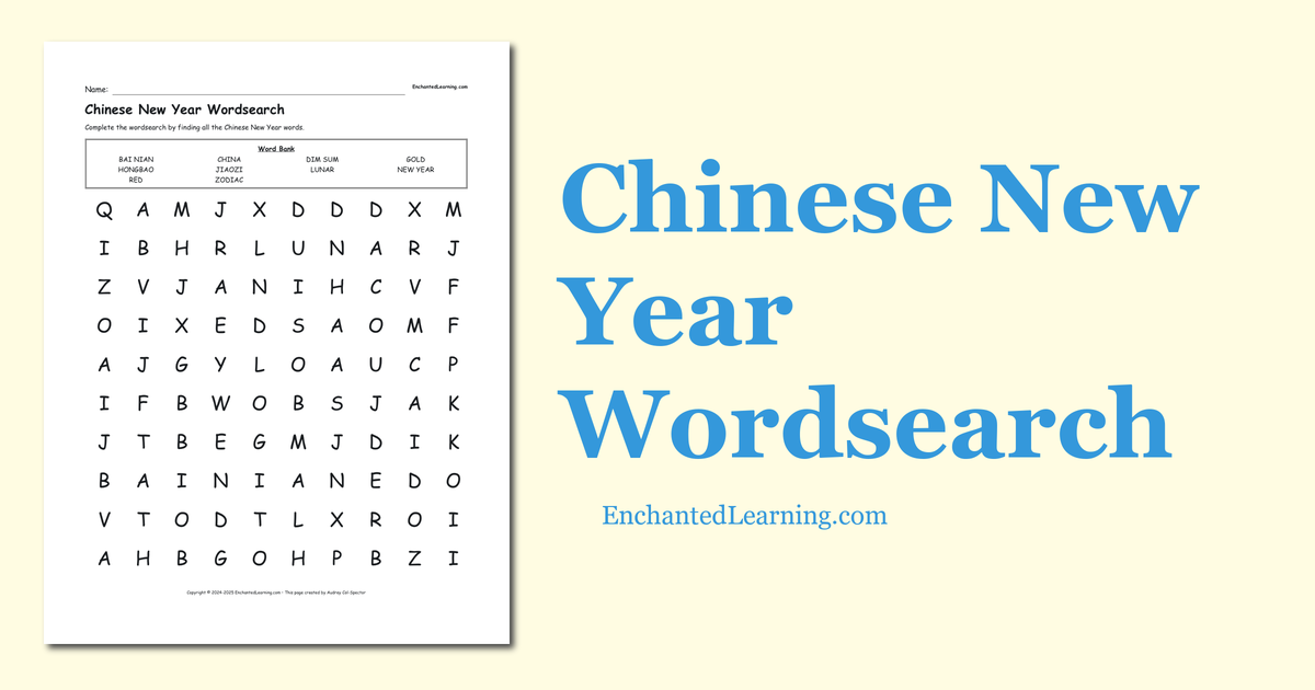 Chinese New Year Wordsearch - Enchanted Learning