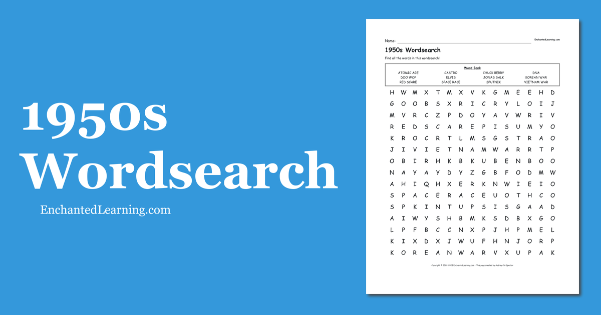 1950s Wordsearch - Enchanted Learning