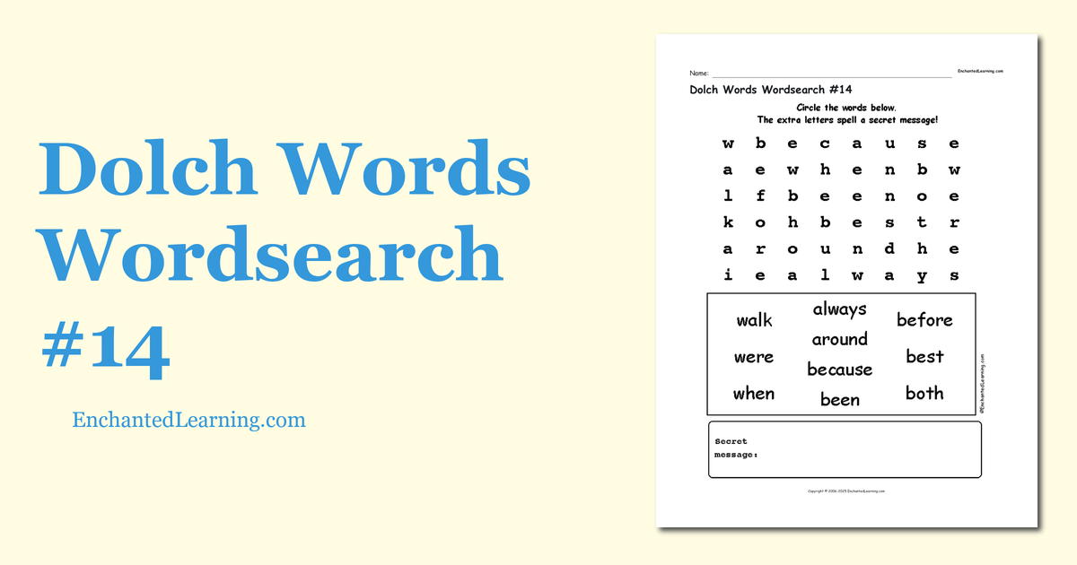 Dolch Words Wordsearch #14 - Enchanted Learning