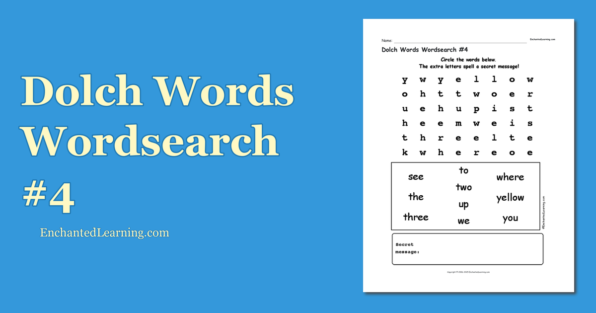 Dolch Words Wordsearch #4 - Enchanted Learning