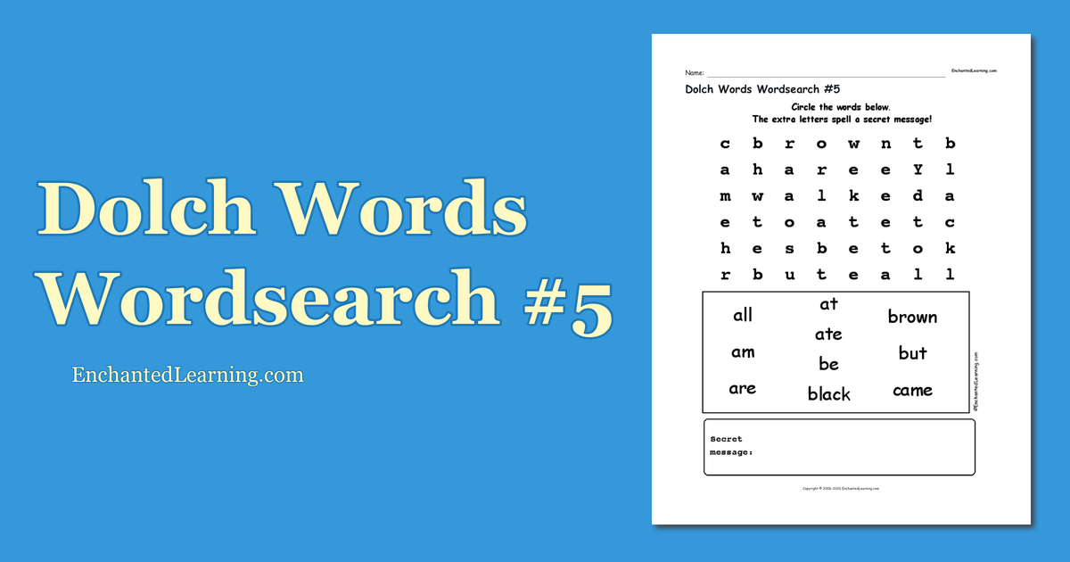 Dolch Words Wordsearch #5 - Enchanted Learning