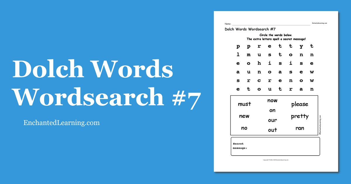 Dolch Words Wordsearch #7 - Enchanted Learning