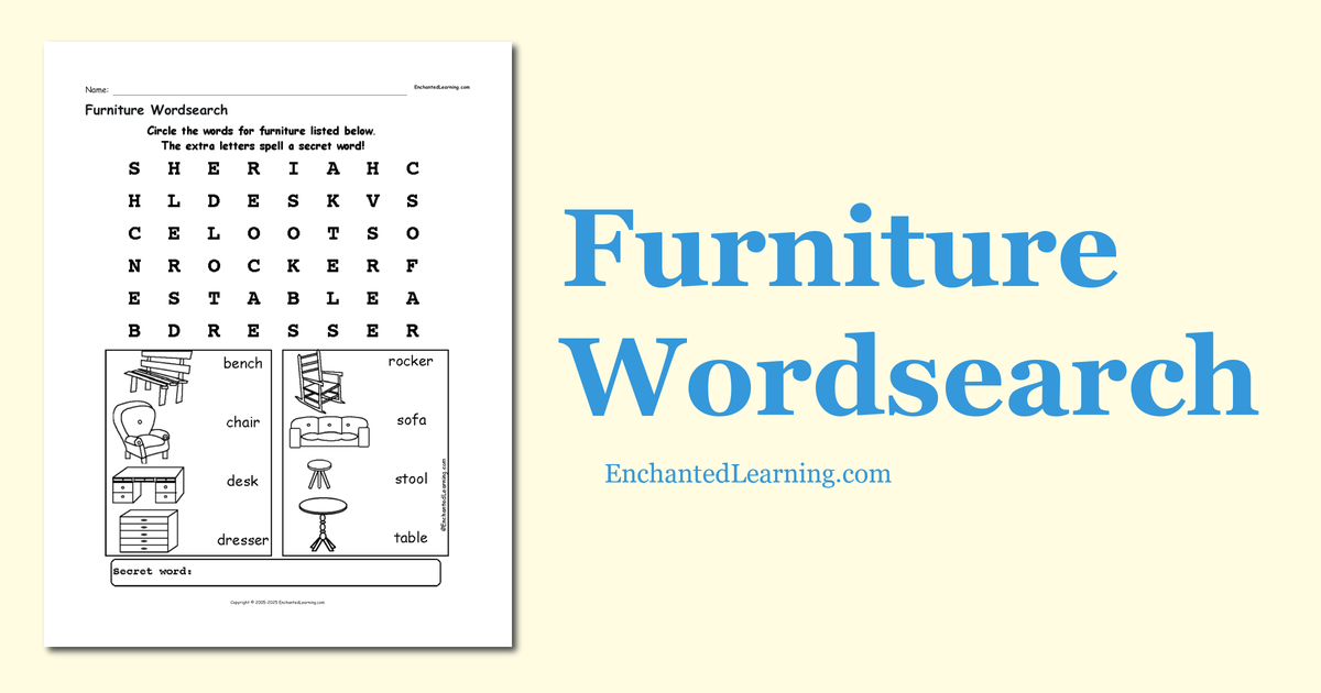 Furniture Wordsearch - Enchanted Learning