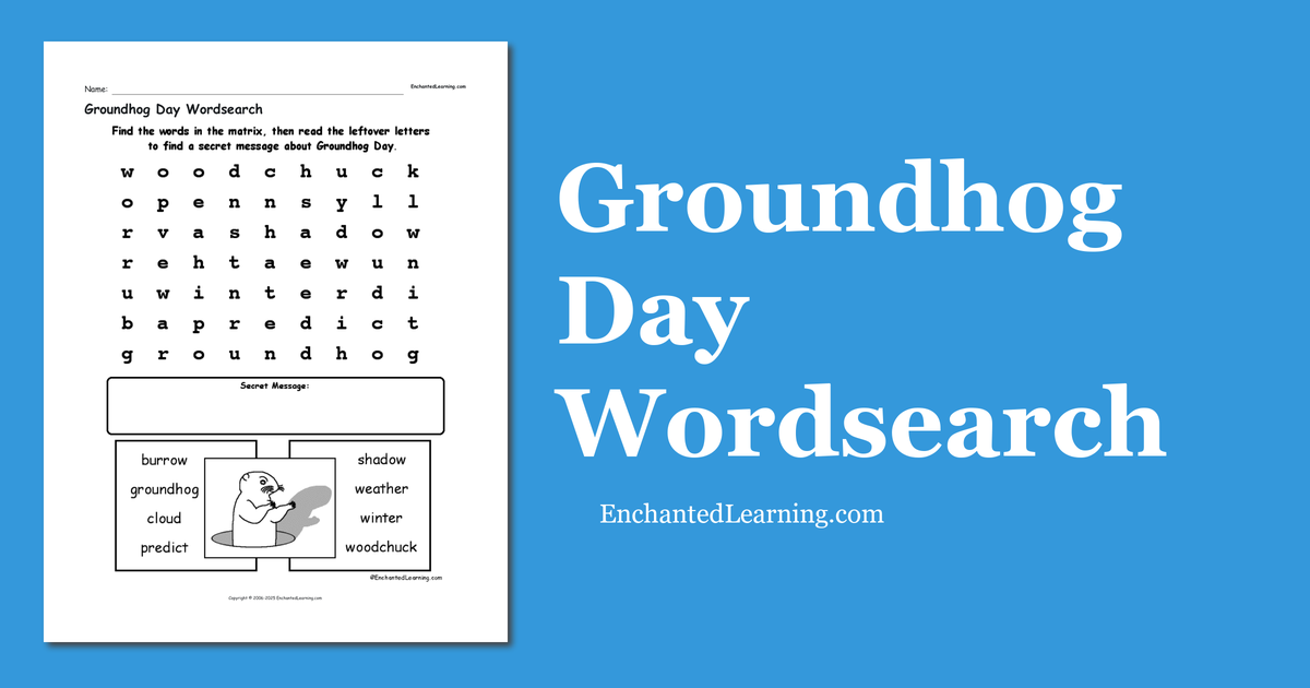 Groundhog Day Wordsearch - Enchanted Learning