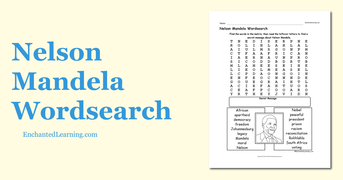 Nelson Mandela Wordsearch - Enchanted Learning