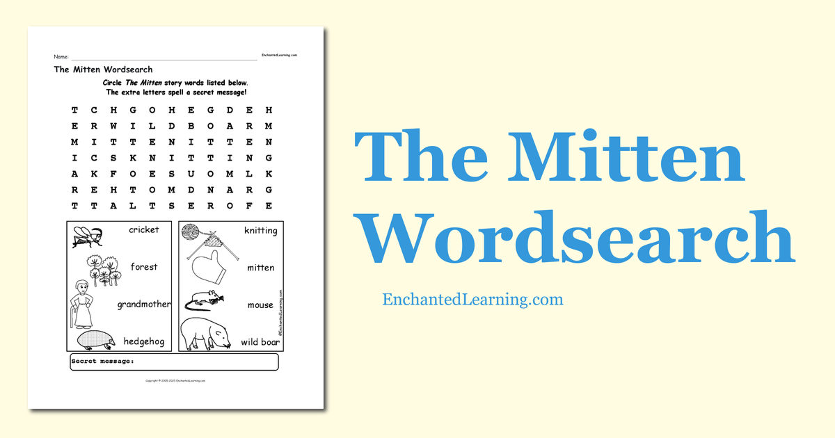The Mitten Wordsearch - Enchanted Learning