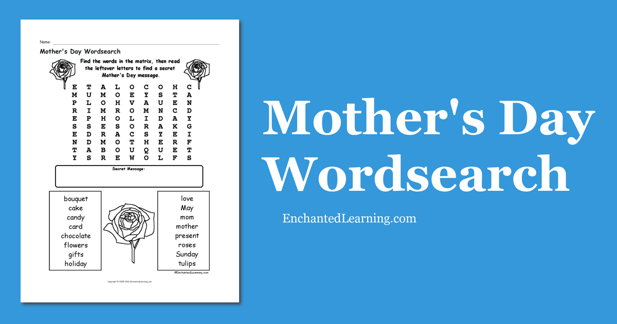 Mother's Day Wordsearch - Enchanted Learning